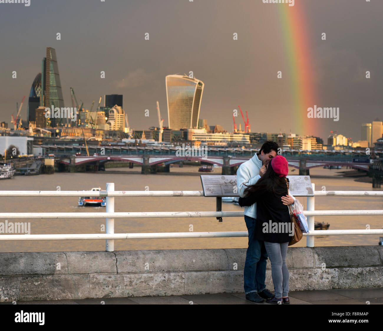Rainbow over London City skyline Stock Photo - Alamy
