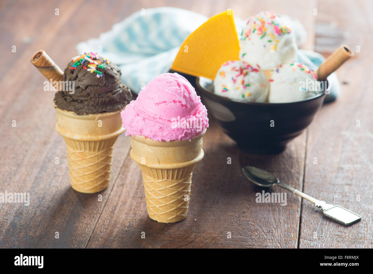 ice cream cone variation Stock Photo - Alamy