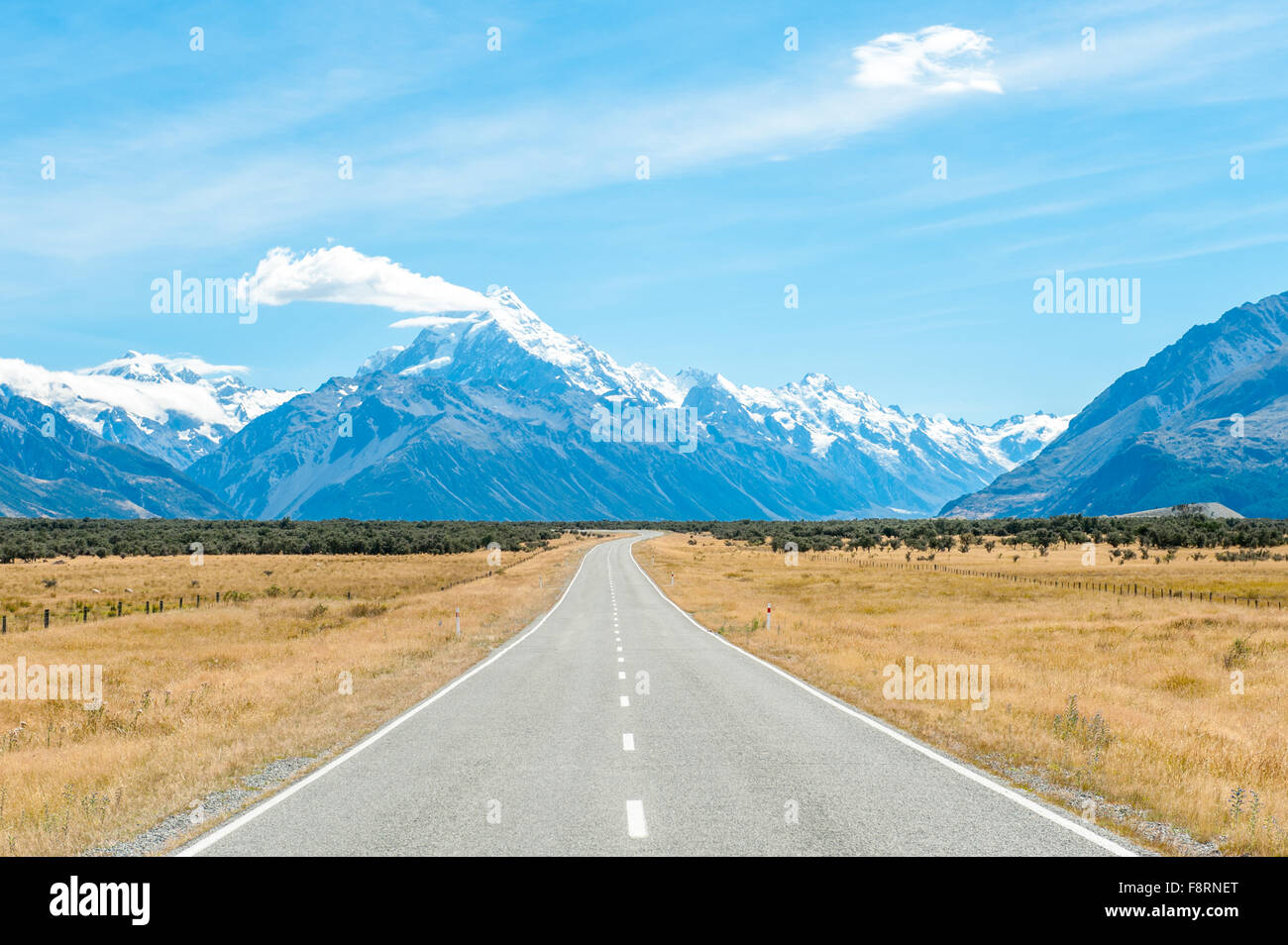 Mackenzie country and Mount Cook, South Island, New Zealand Stock Photo ...