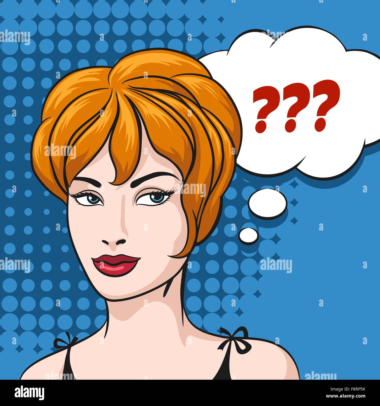 Doubt Woman and speech bubble with question mark. Illustration in comic style Stock Vector Image ...