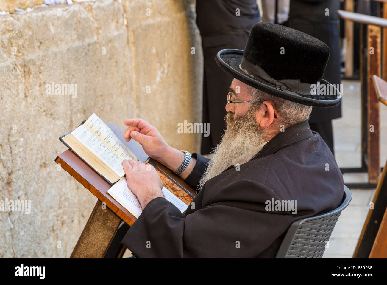 Orthodox Jewish men praying at the Western Wall in Israel, Jerusalem ...