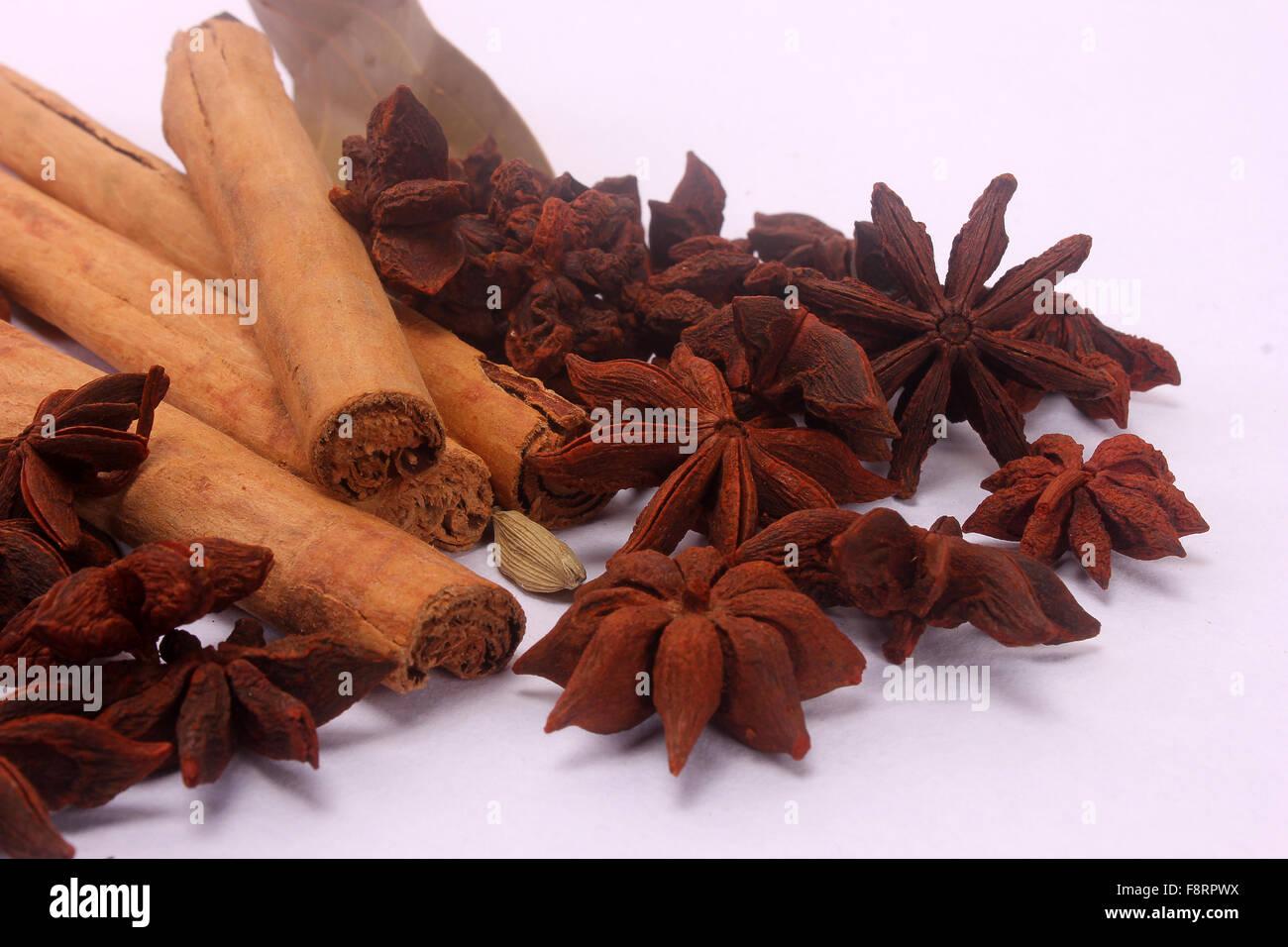 Cinnamon sticks and star anise isolated over a white background Stock ...