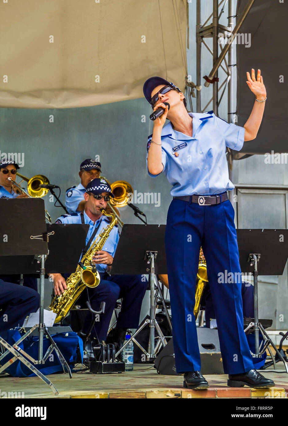 Australia victoria police band woman uniform performance singing public ...