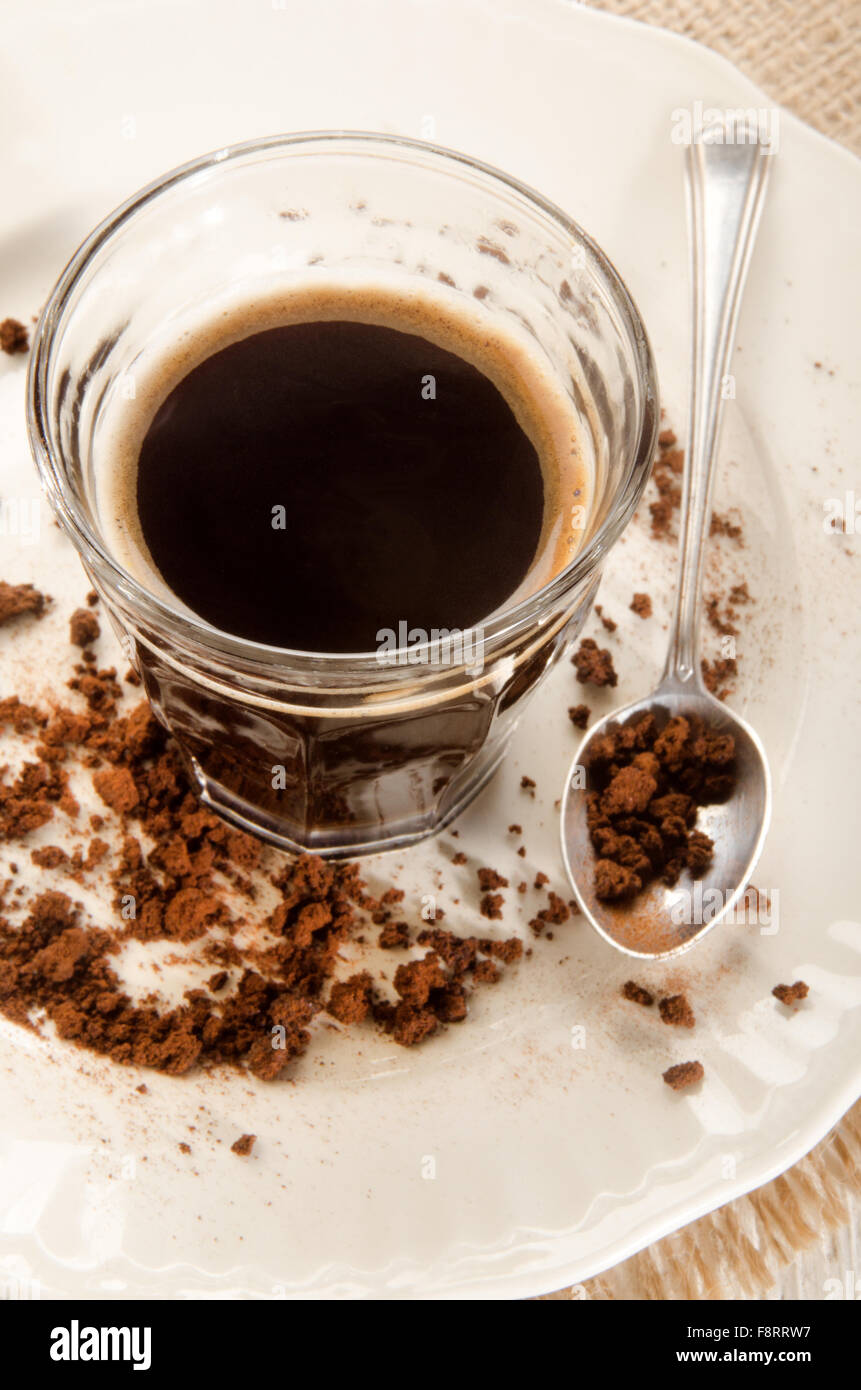 warm instant coffee in a coffee glass Stock Photo - Alamy