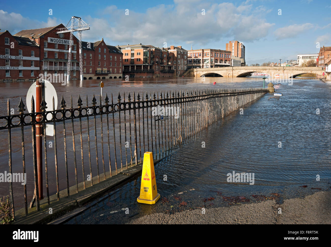 River Ouse in flood flooding floods during winter York North Yorkshire ...
