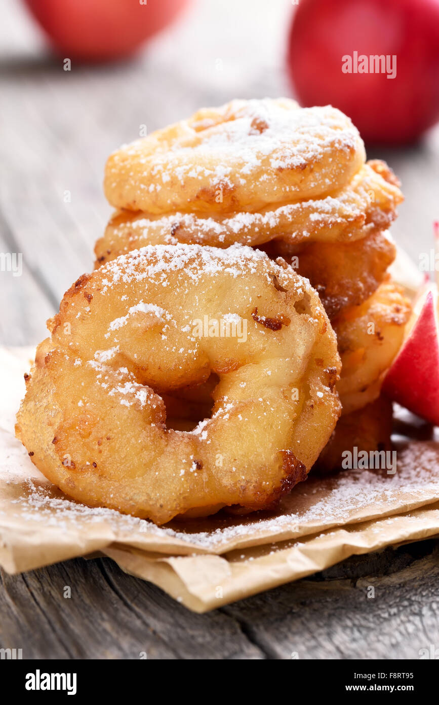 Apple rings, close up view Stock Photo - Alamy