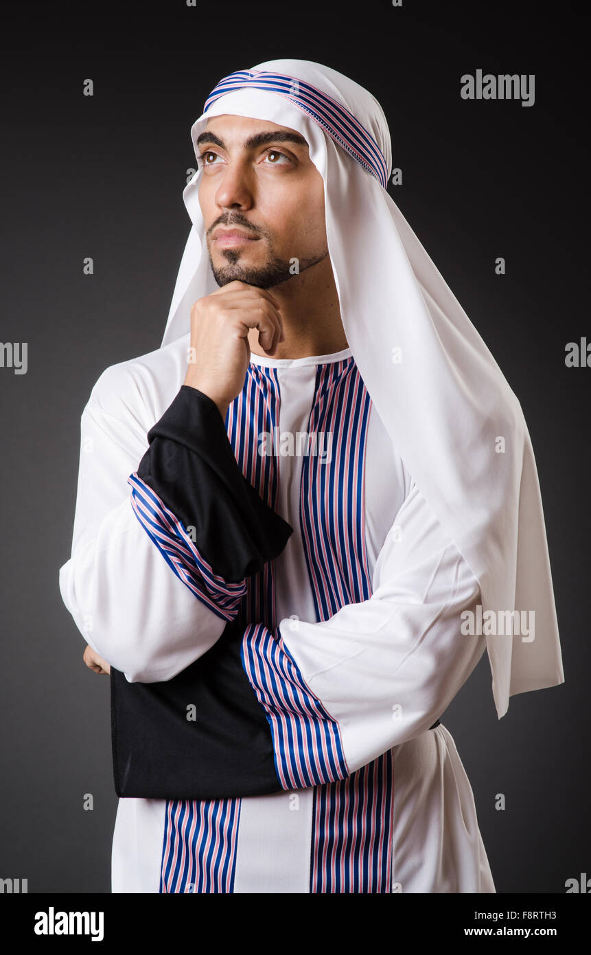 Arab man in deep thinking mode Stock Photo - Alamy