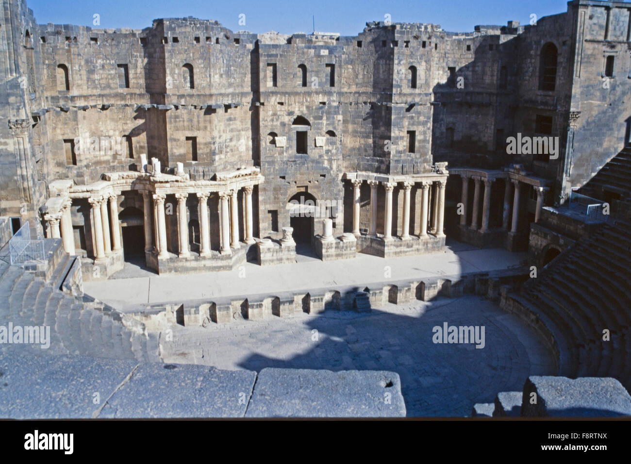 The 2nd century Roman theater, in Bosra, Syria. Constructed probably ...
