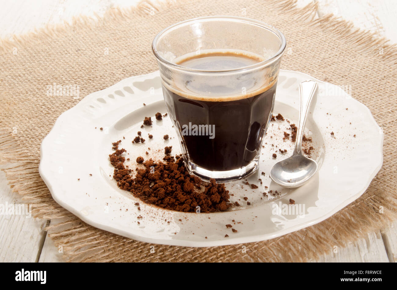 warm instant coffee in a coffee glass Stock Photo - Alamy