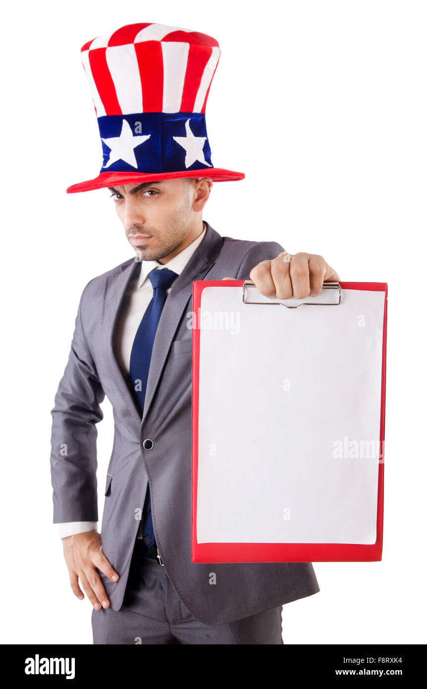 Man with binder isolated on the white background Stock Photo - Alamy