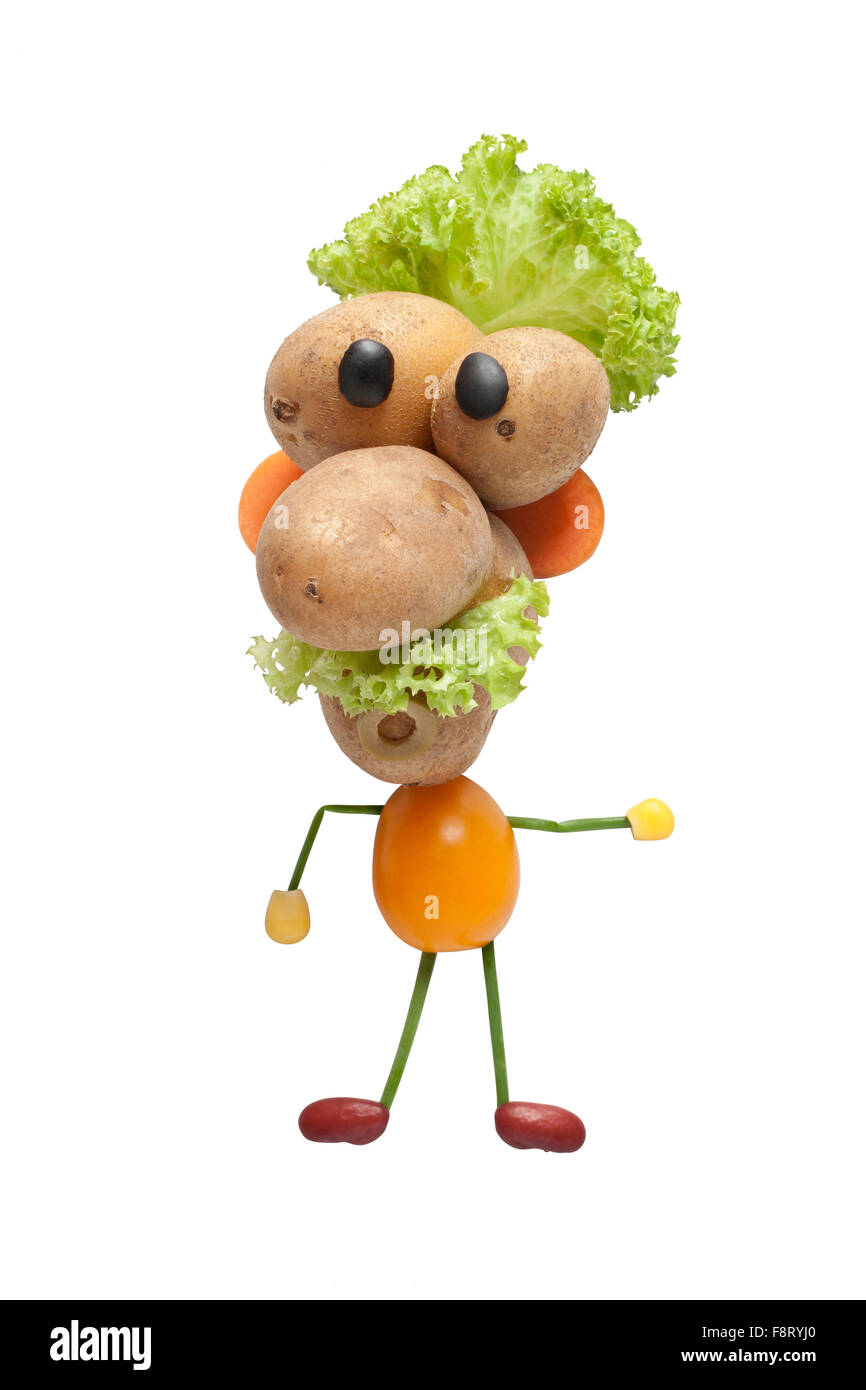 Funny man with mustache made of vegetables on isolated background Stock ...