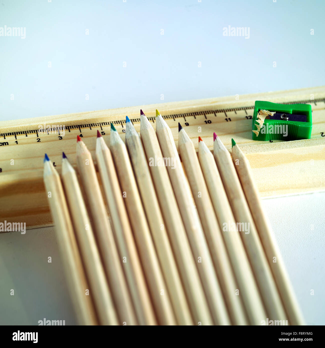 Pencils And Ruler Stock Photo - Alamy