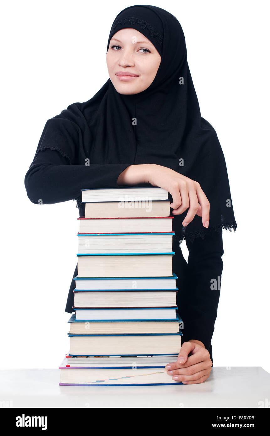 Young muslim female student with books Stock Photo - Alamy