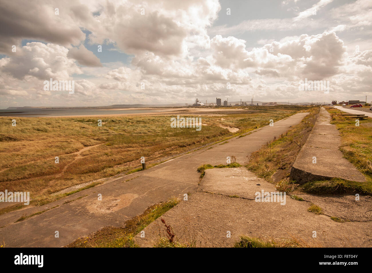 A view of the rugged north east coastline at Redcar showing the former ...