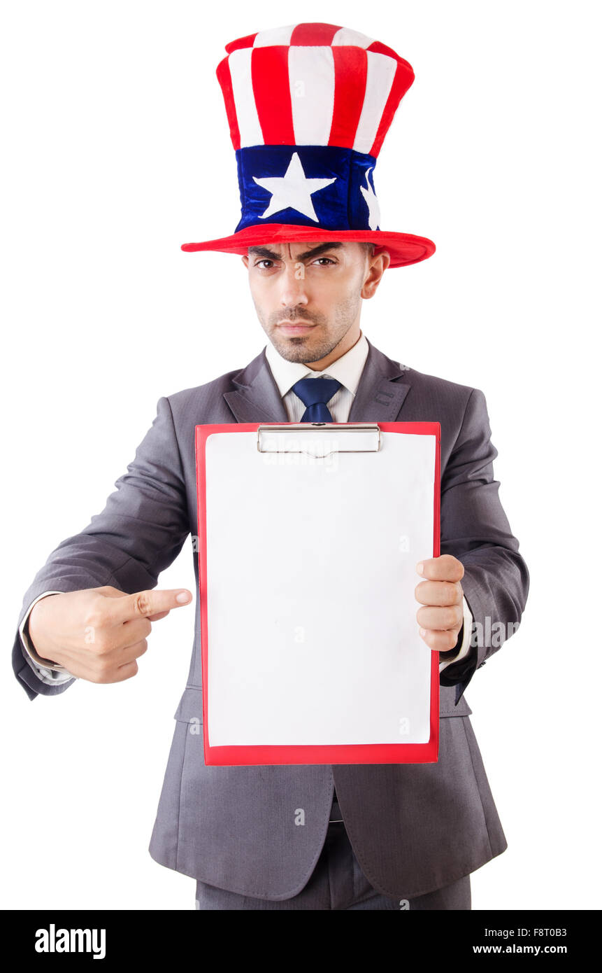 Man with binder isolated on the white background Stock Photo - Alamy
