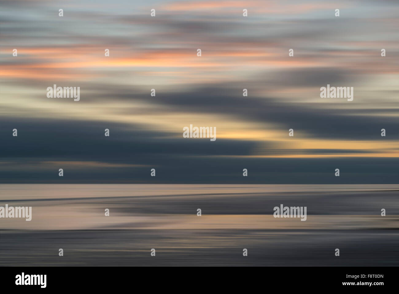 Conceptual landscape image of movement in the ocean during sunset Stock ...