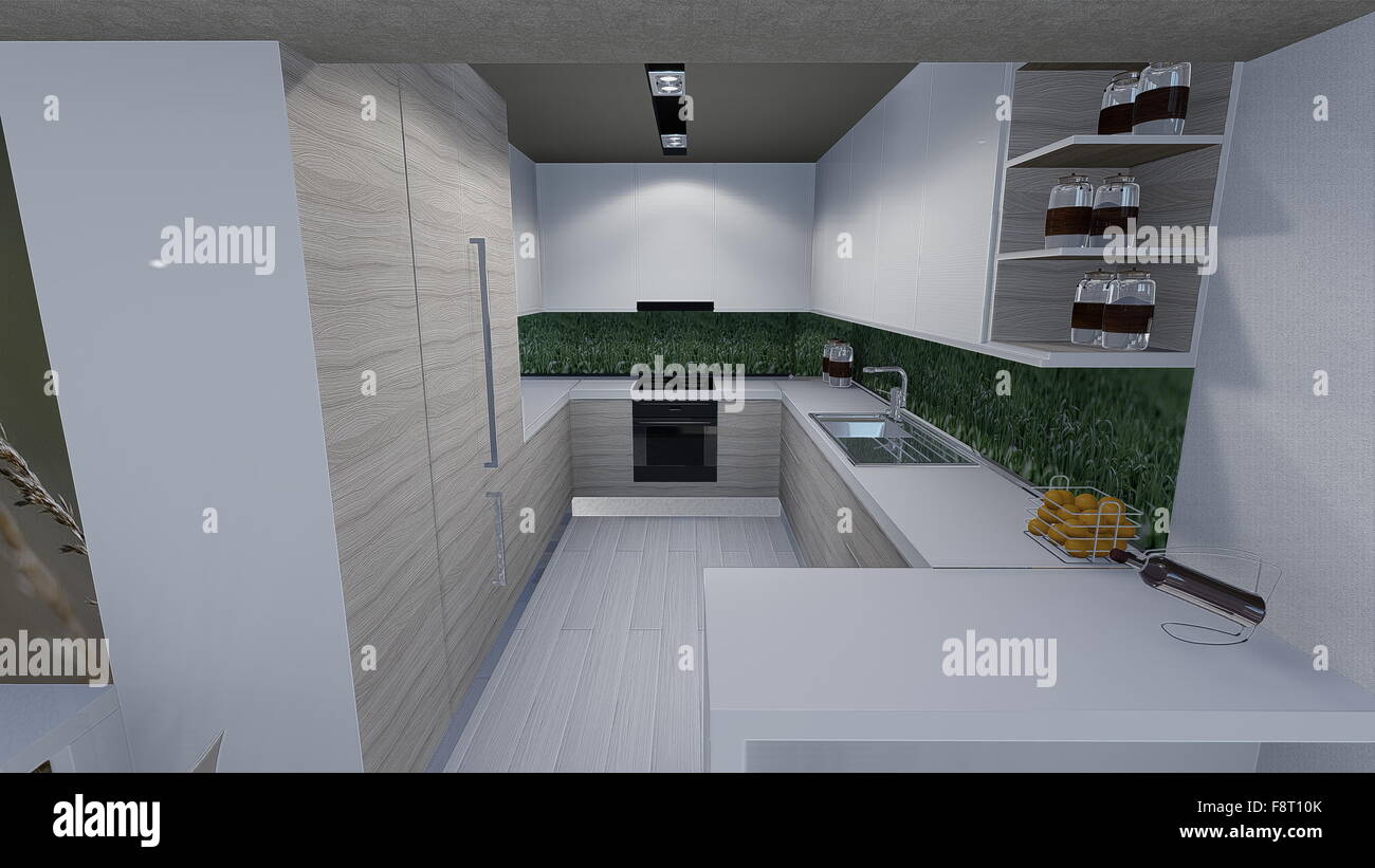 3d design of modern home appartment indoor Stock Photo - Alamy