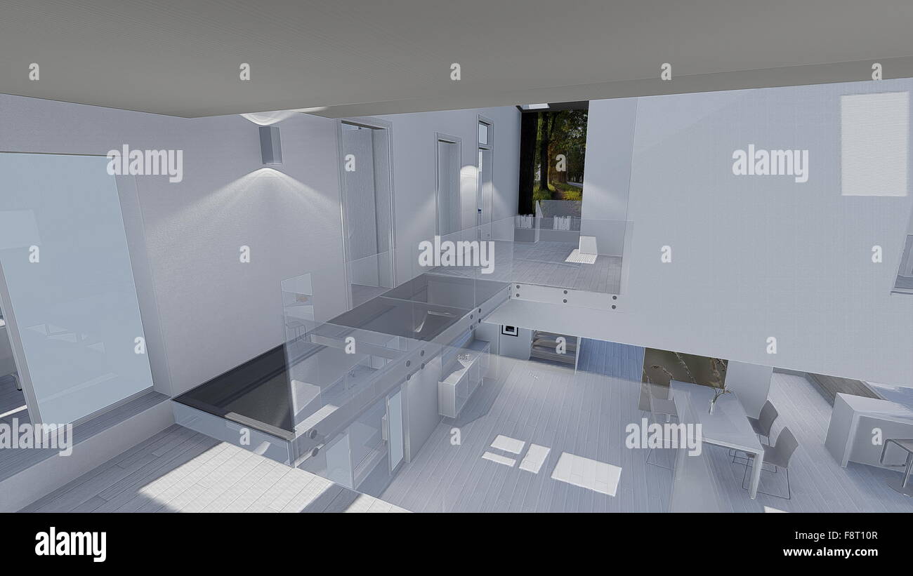 3d design of modern home appartment indoor Stock Photo - Alamy