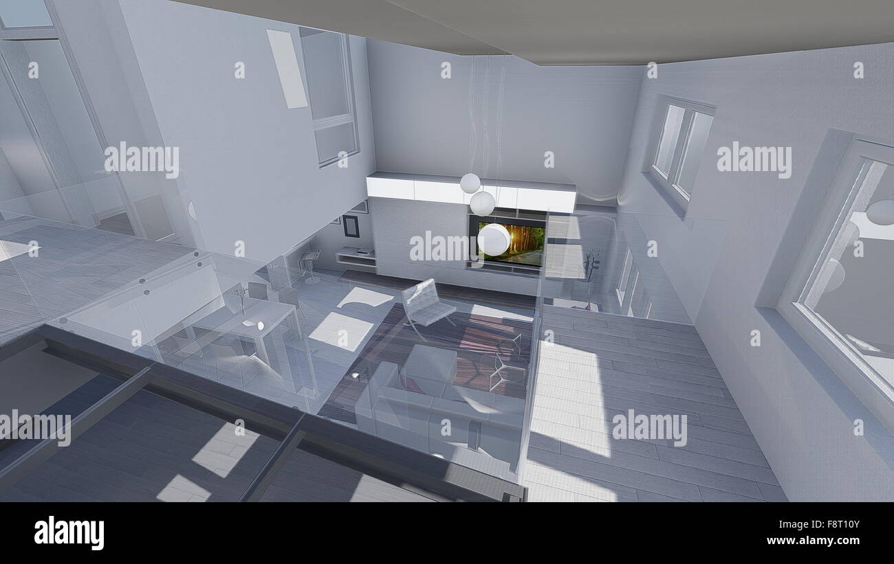 3d design of modern home appartment indoor Stock Photo - Alamy