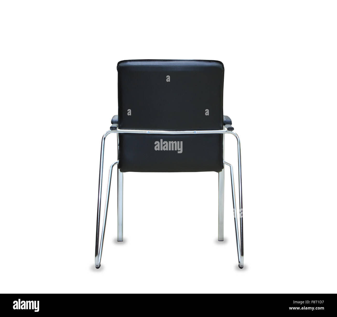 Back view of modern office chair from black leather. Isolated Stock ...