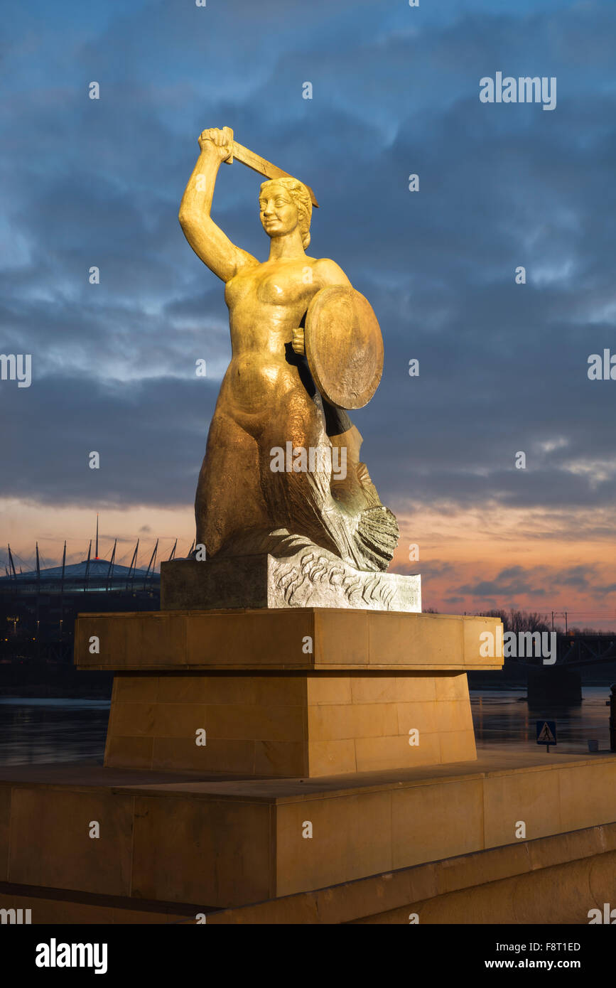 Mermaid's monument, Warsaw, Poland Stock Photo - Alamy