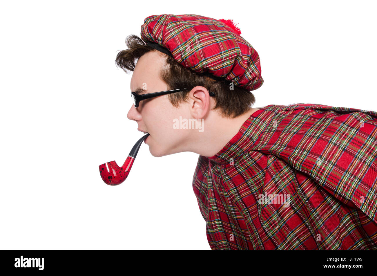 Scotsman with smoking pipe isolated on white Stock Photo - Alamy