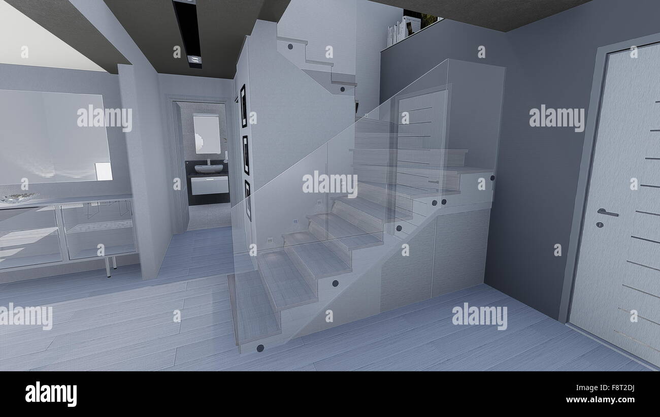 3d design of modern home appartment indoor Stock Photo - Alamy