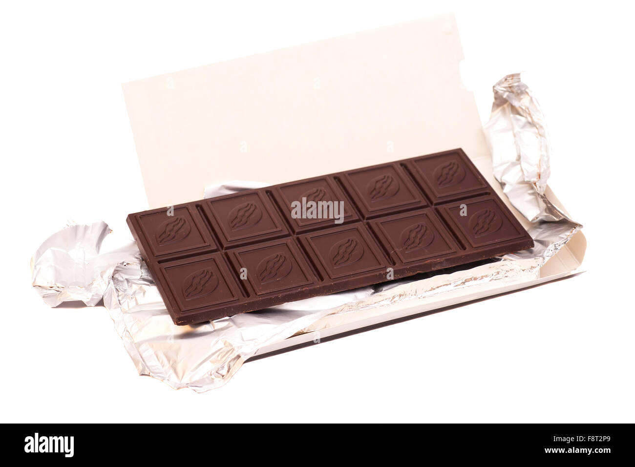 Milk chocolate with foil and wrapper isolated on white background Stock ...