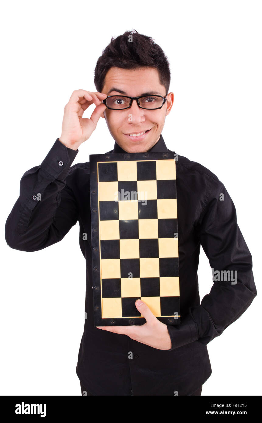 Funny chess player isolated on white Stock Photo - Alamy