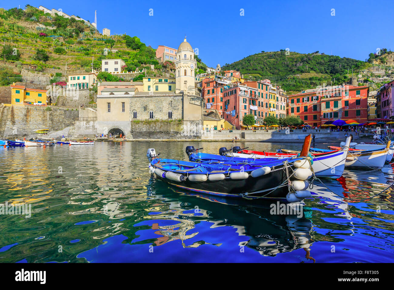 Cinque Terre, Vernazza. Italy. Fishing village in Cinque Terre national ...