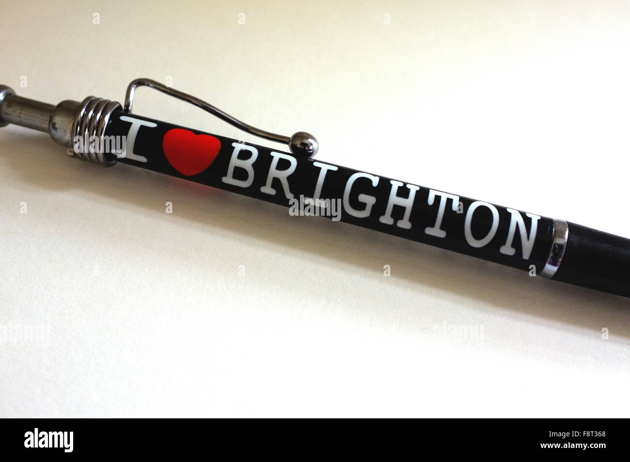 An I love Brighton pen photographed against a white background Stock ...