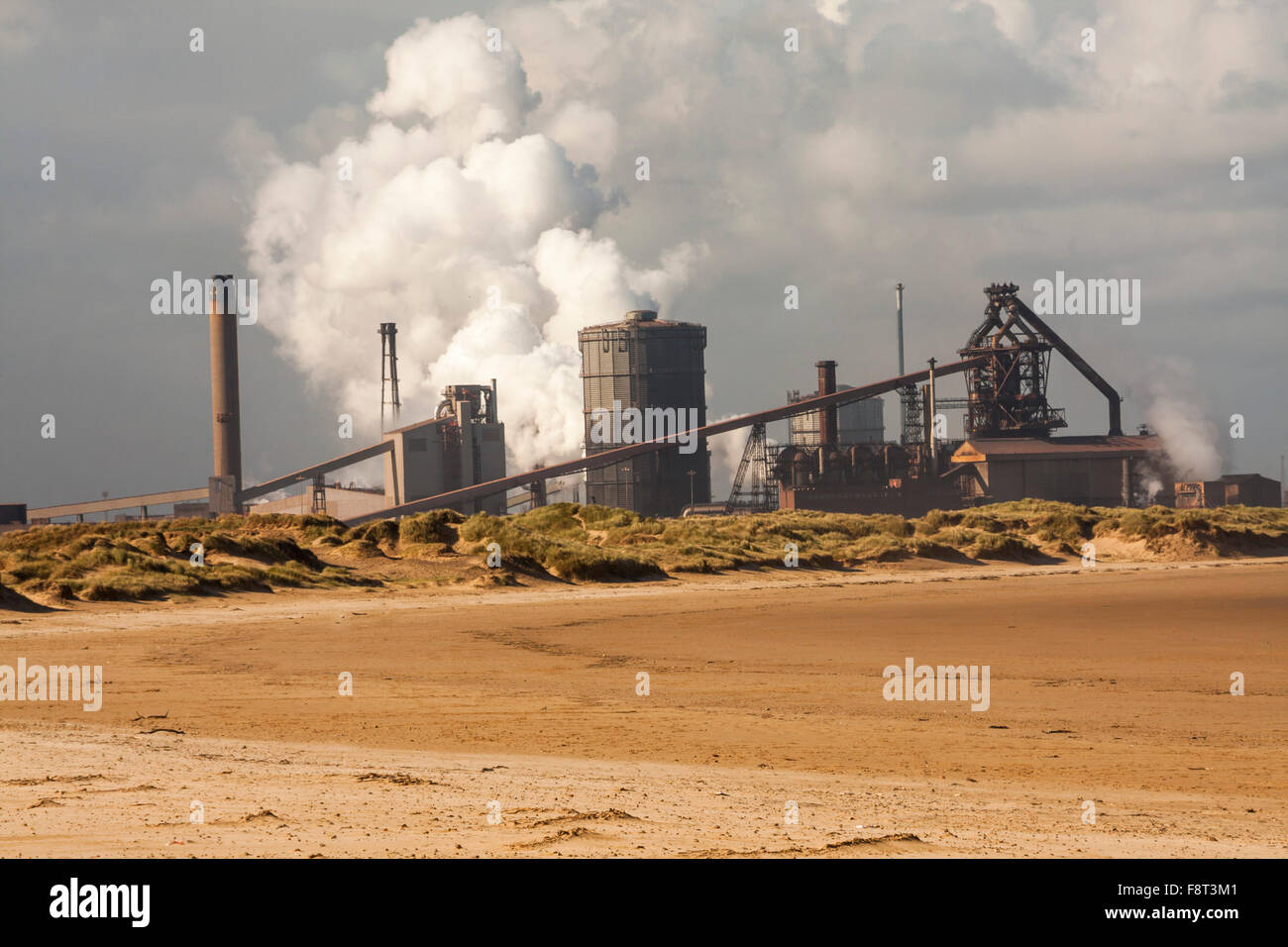 Former SSI steelworks as viewed from the beach at Redcar seafront.The ...