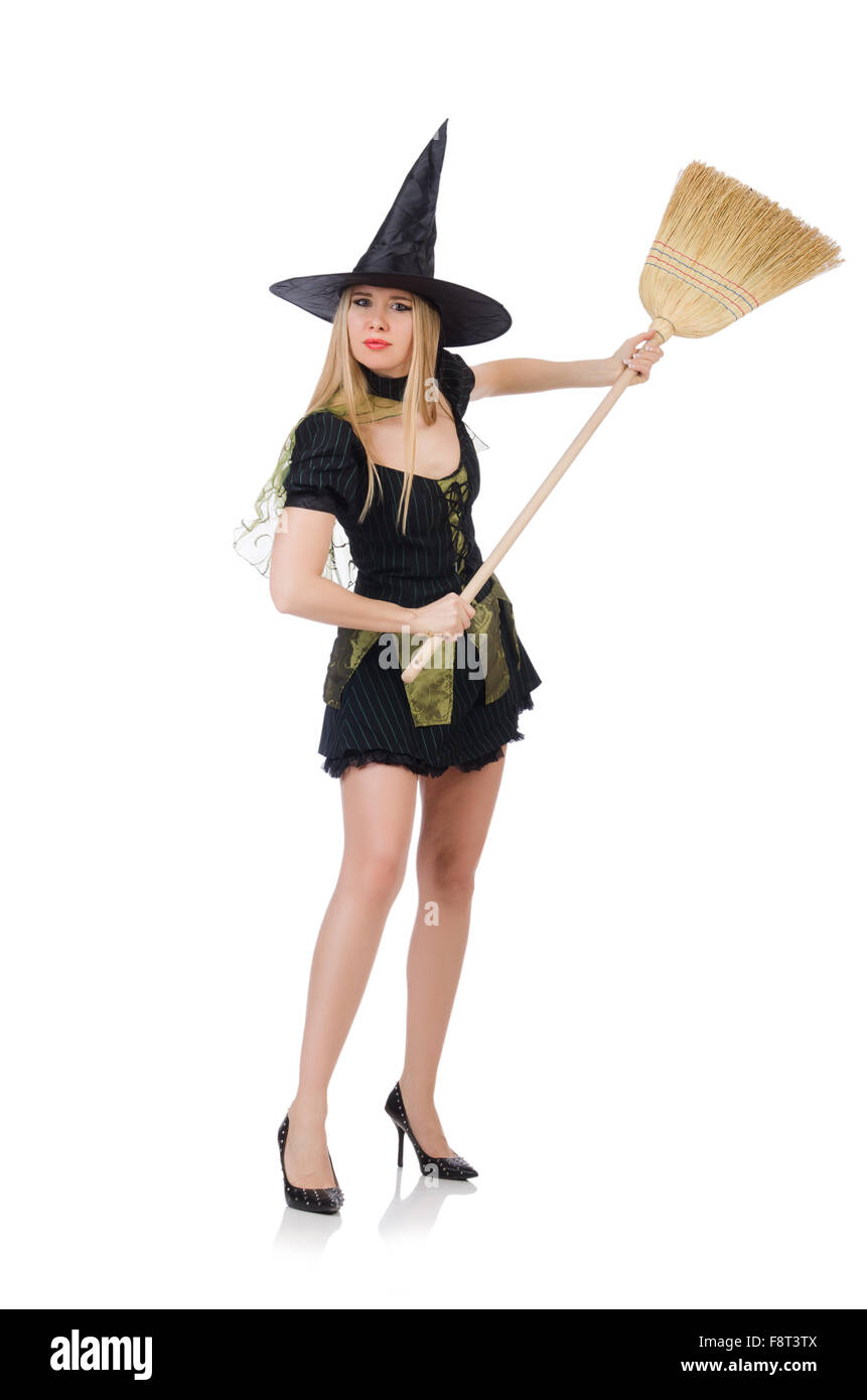 Witch isolated on the white background Stock Photo - Alamy