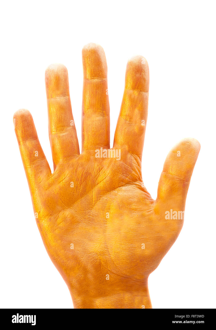 women's hand in gold paint Stock Photo - Alamy