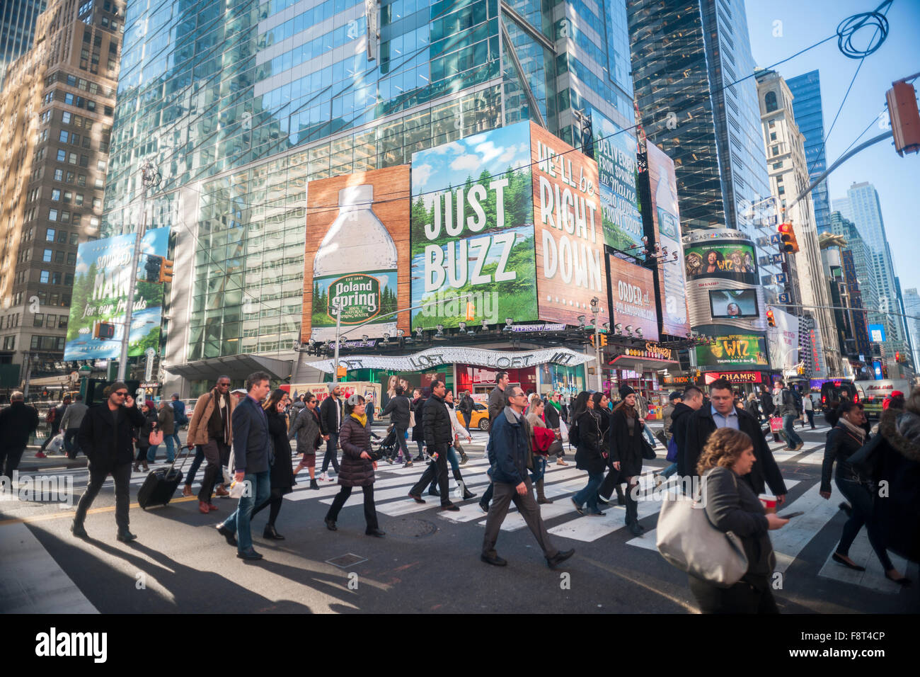 Advertising for Poland Spring brand bottled water in Times Square in ...