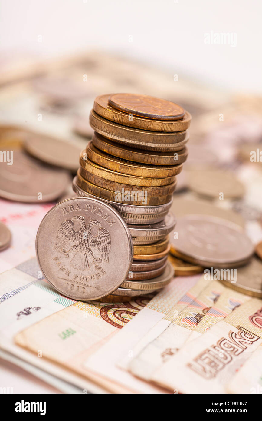 coins on banknotes Stock Photo - Alamy