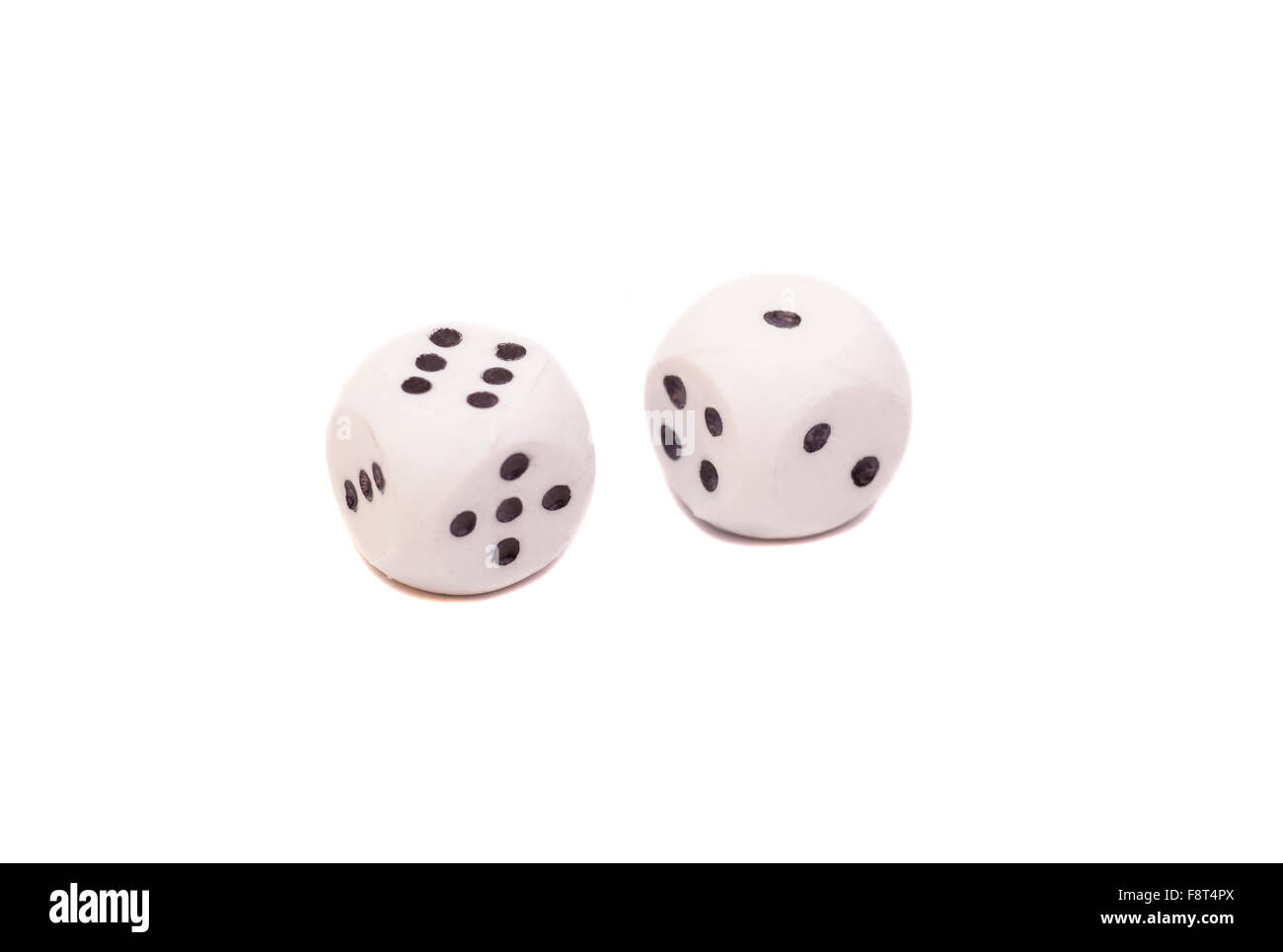 Two white dice isolated on white Stock Photo - Alamy