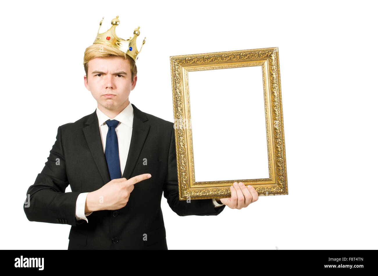 Man with picture frame isolated on the white Stock Photo - Alamy