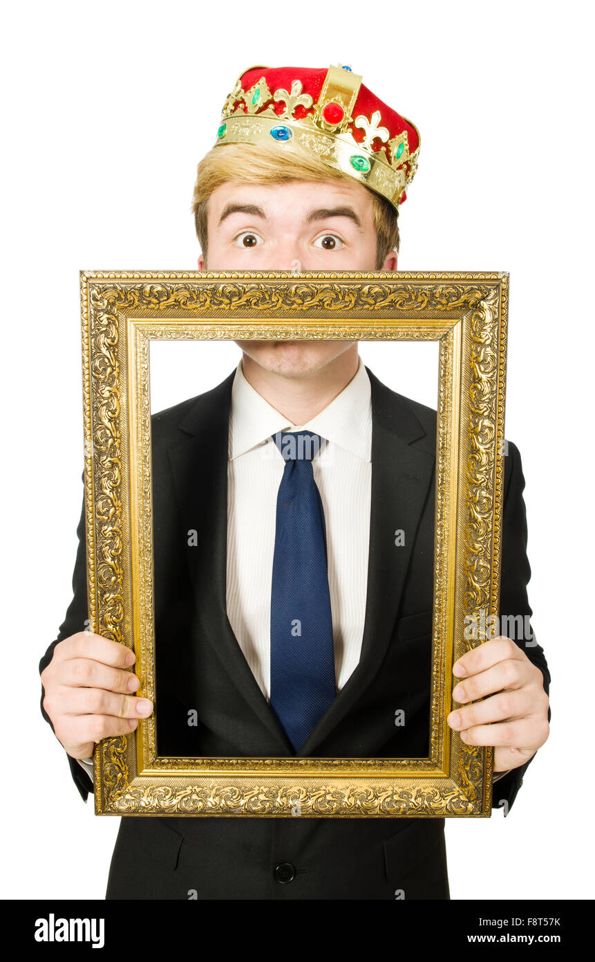 Man with picture frame isolated on the white Stock Photo - Alamy