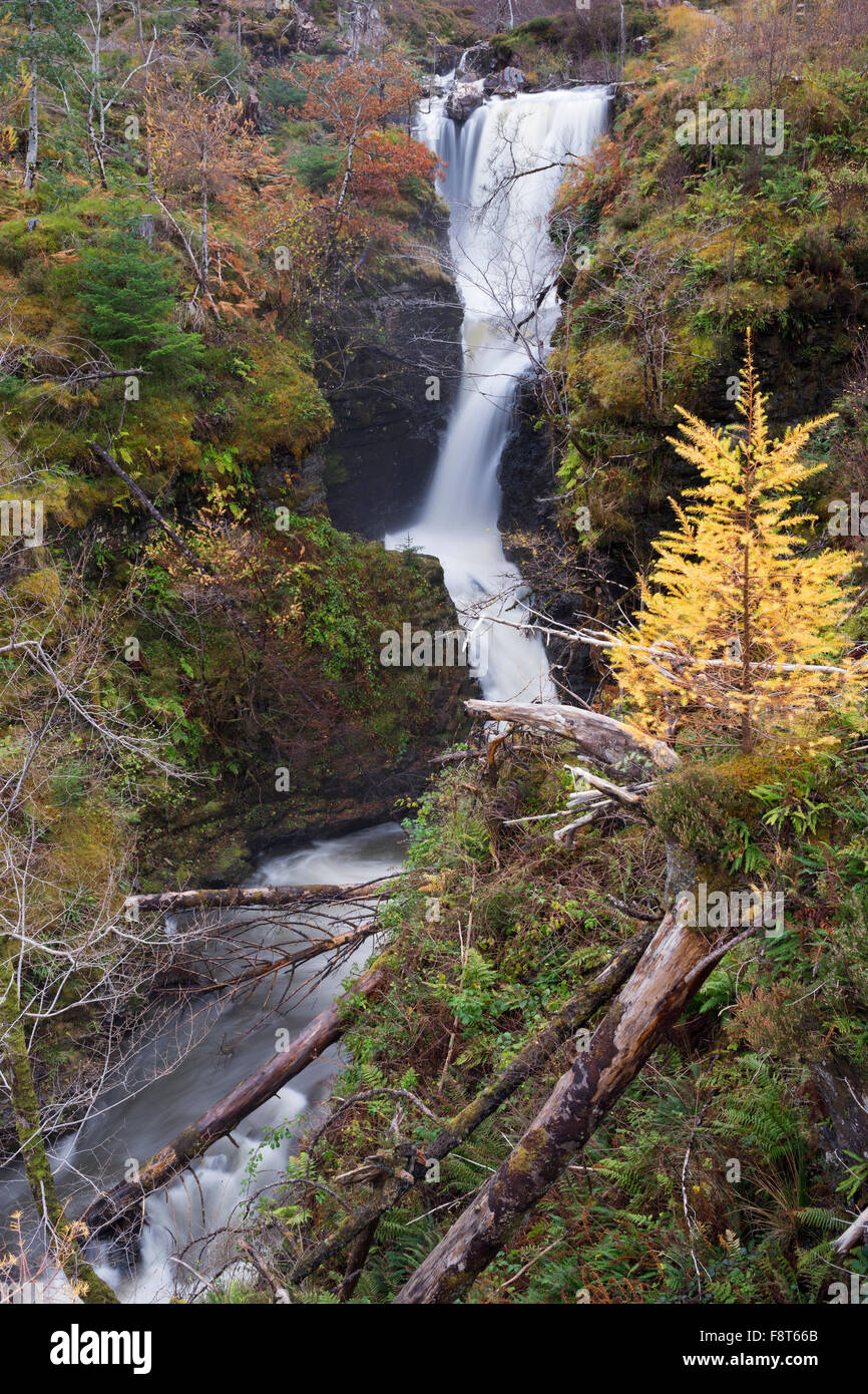 Victoria Falls waterfall in autumn, near Kinlochewe, Wester Ross ...