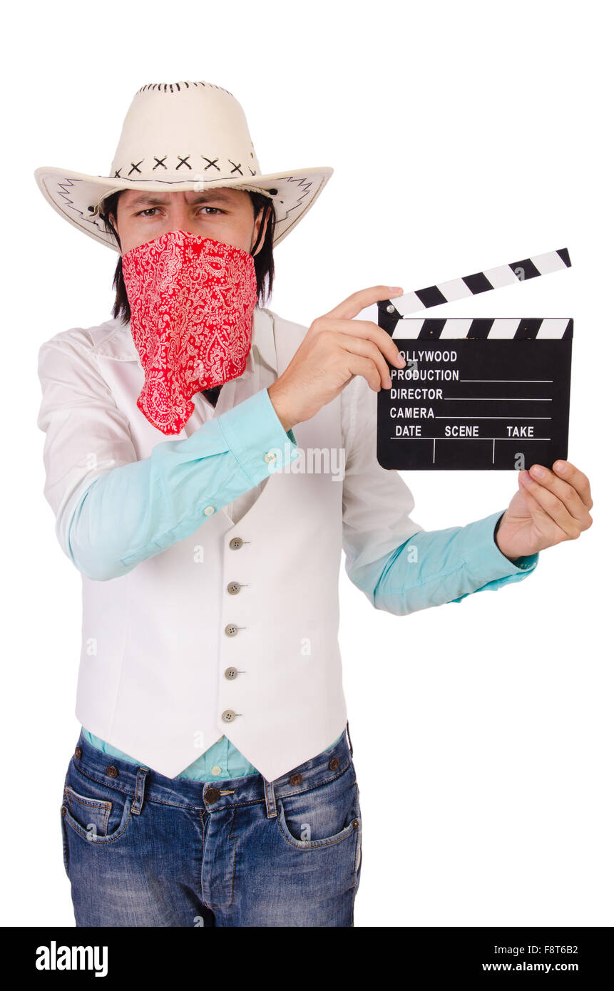 Cowboy isolated on the white background Stock Photo - Alamy