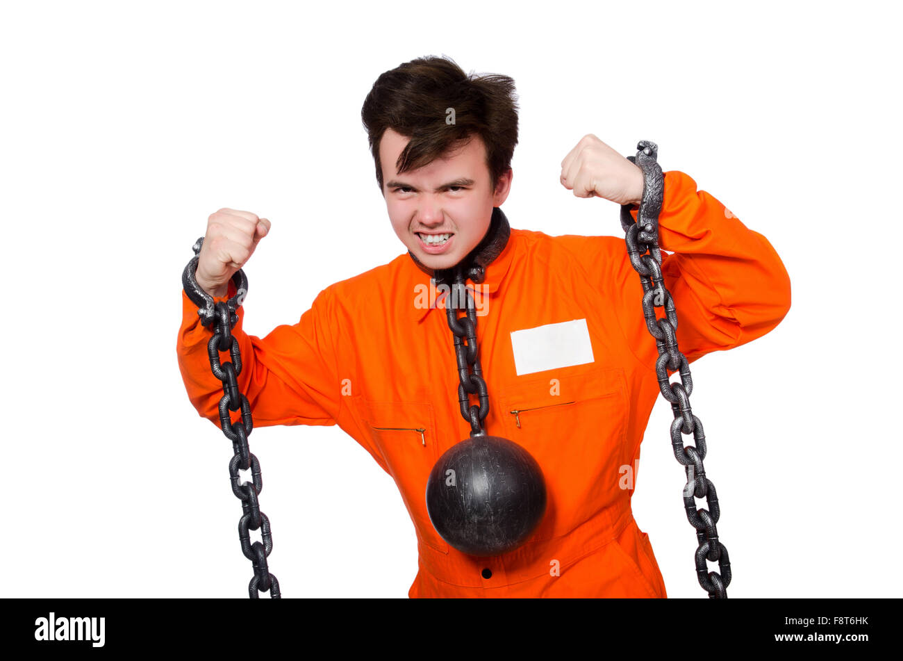 Young inmate with chains isolated on the white Stock Photo - Alamy