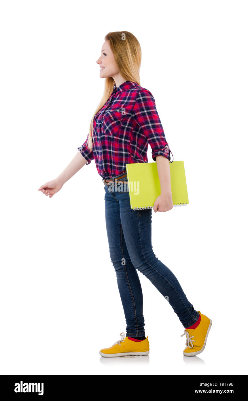 Young student isolated on the white background Stock Photo - Alamy