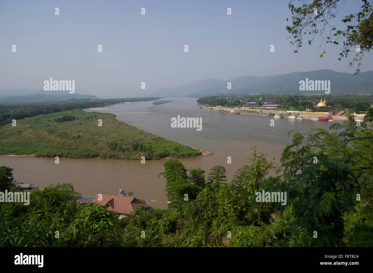 Mekong River at the Golden Triangle between Myanmar, Thailand and Laos ...