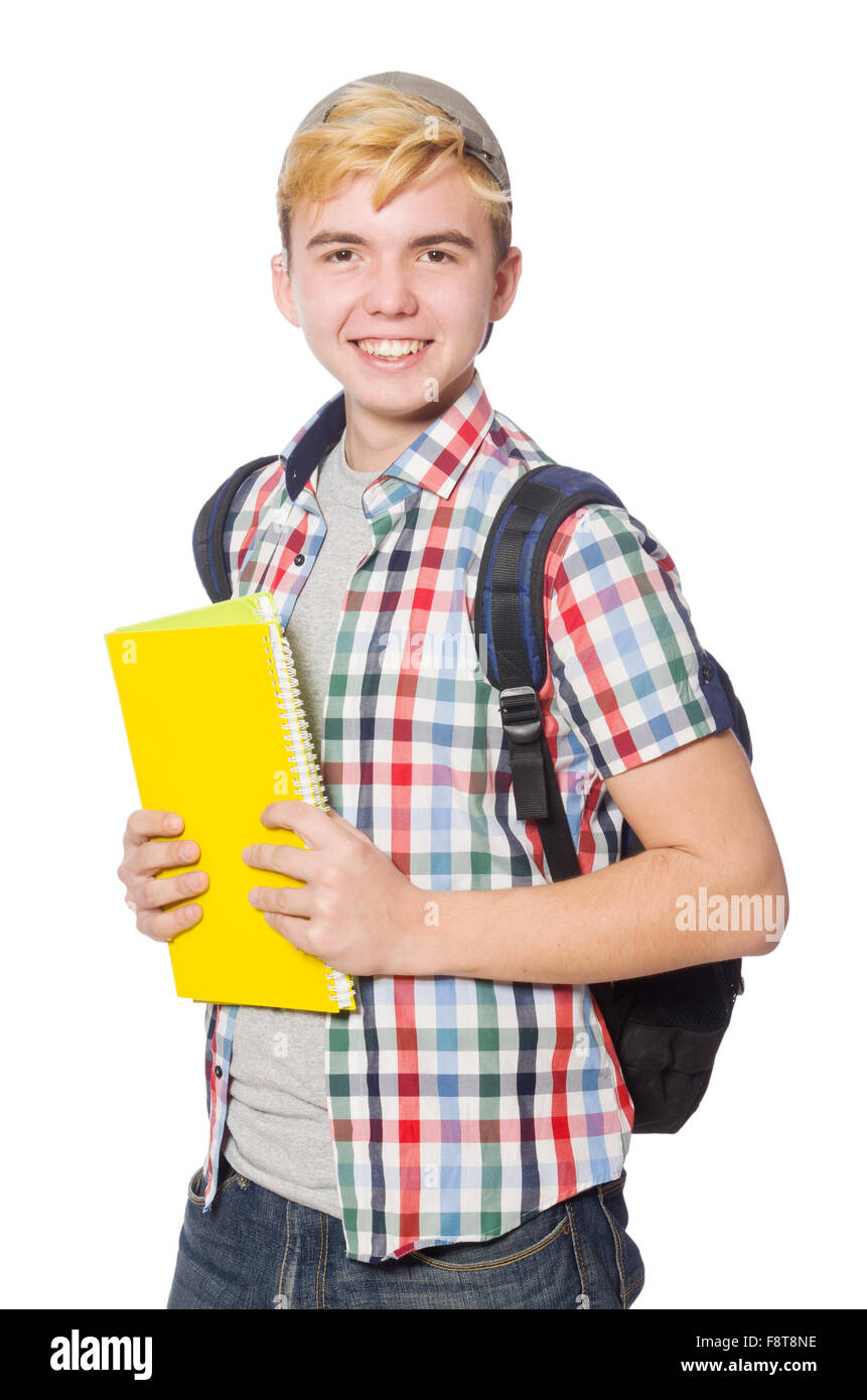Young student isolated on the white background Stock Photo - Alamy