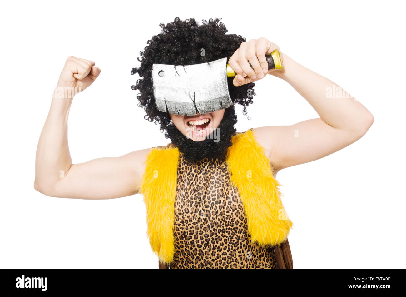 Savage man isolated on white Stock Photo - Alamy