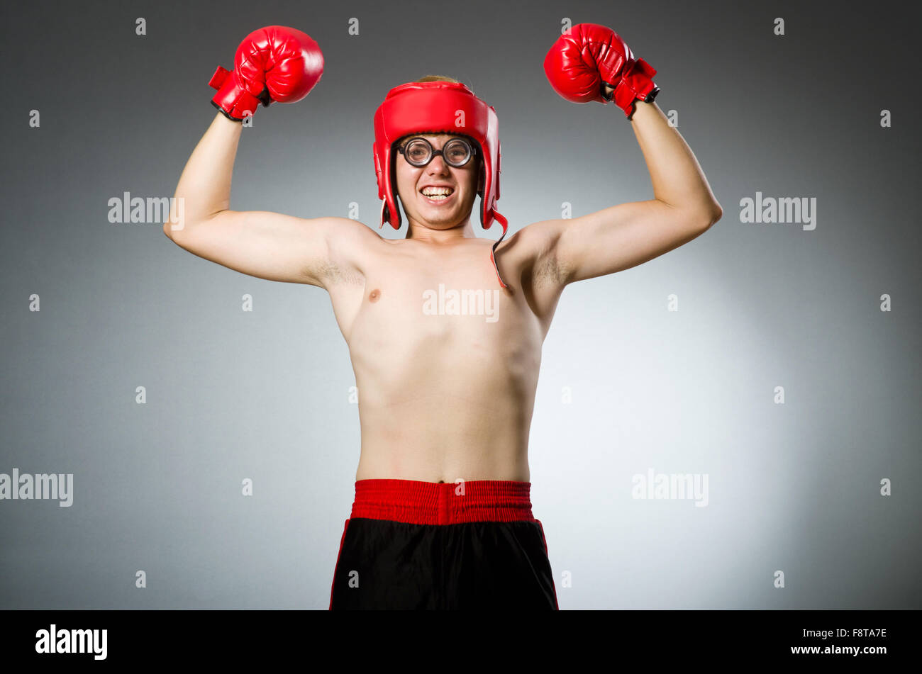 Funny nerd boxer in sport concept Stock Photo - Alamy