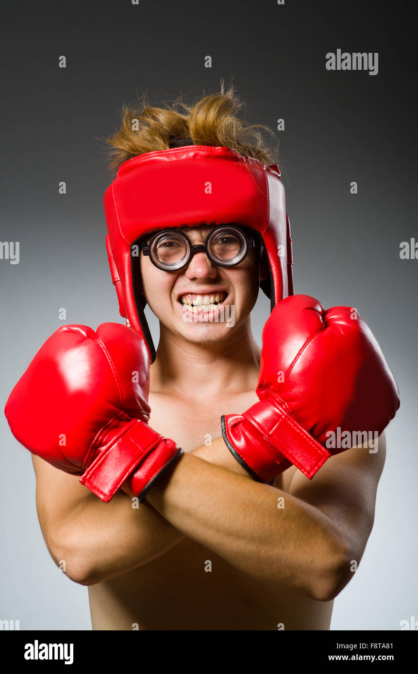 Funny nerd boxer in sport concept Stock Photo - Alamy