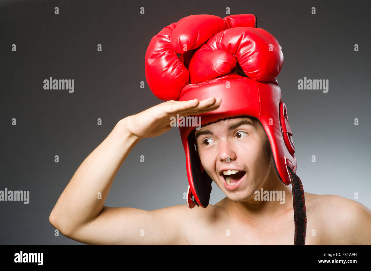 Funny nerd boxer in sport concept Stock Photo - Alamy