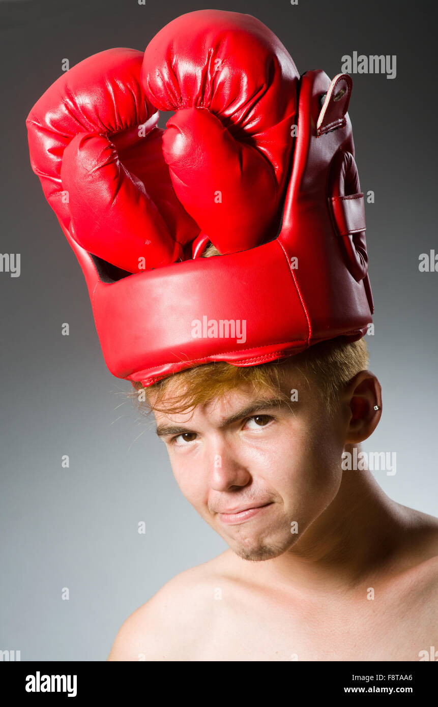 Funny nerd boxer in sport concept Stock Photo - Alamy